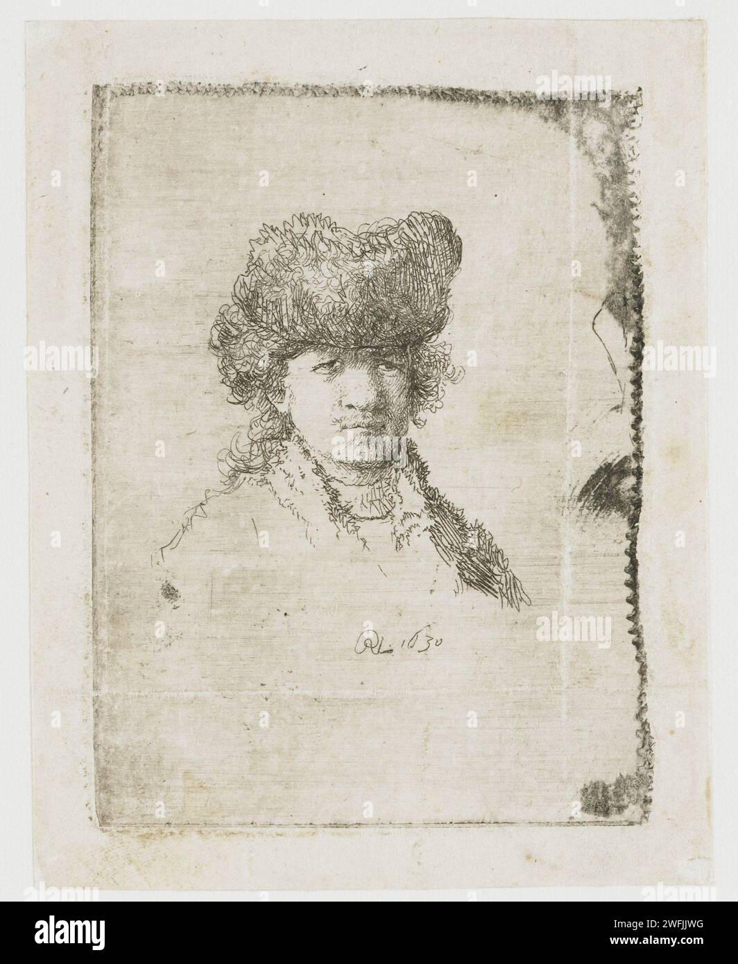 Self-Portrait in A Fur Cap, Rembrandt van Rijn, 1630 print paper ...
