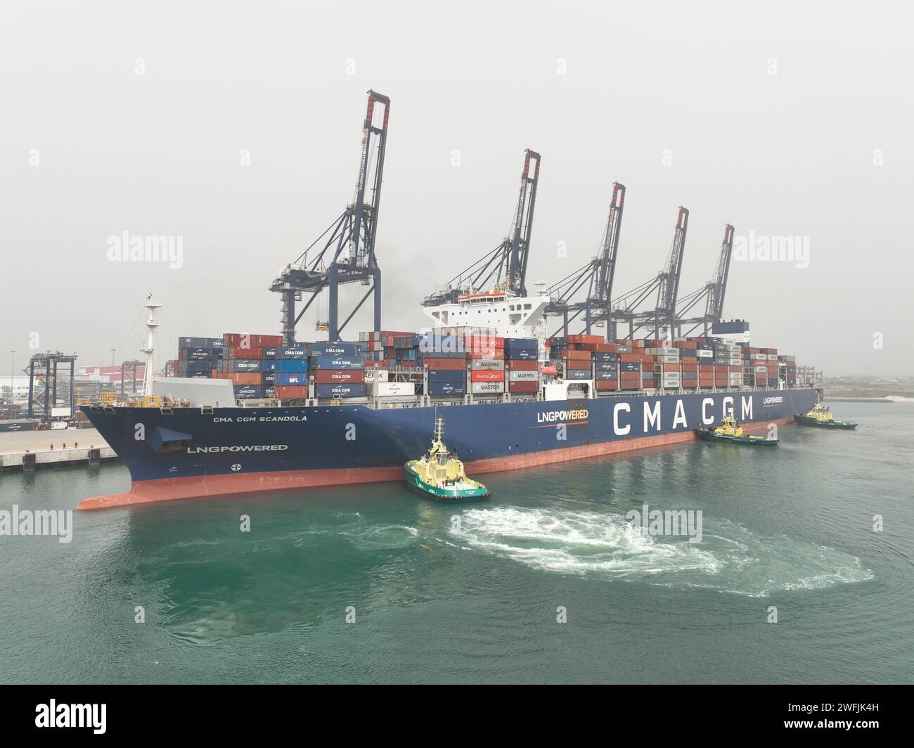 (240131) -- LAGOS, Jan. 31, 2024 (Xinhua) -- The CMA CGM Scandola, a liquefied natural gas ...