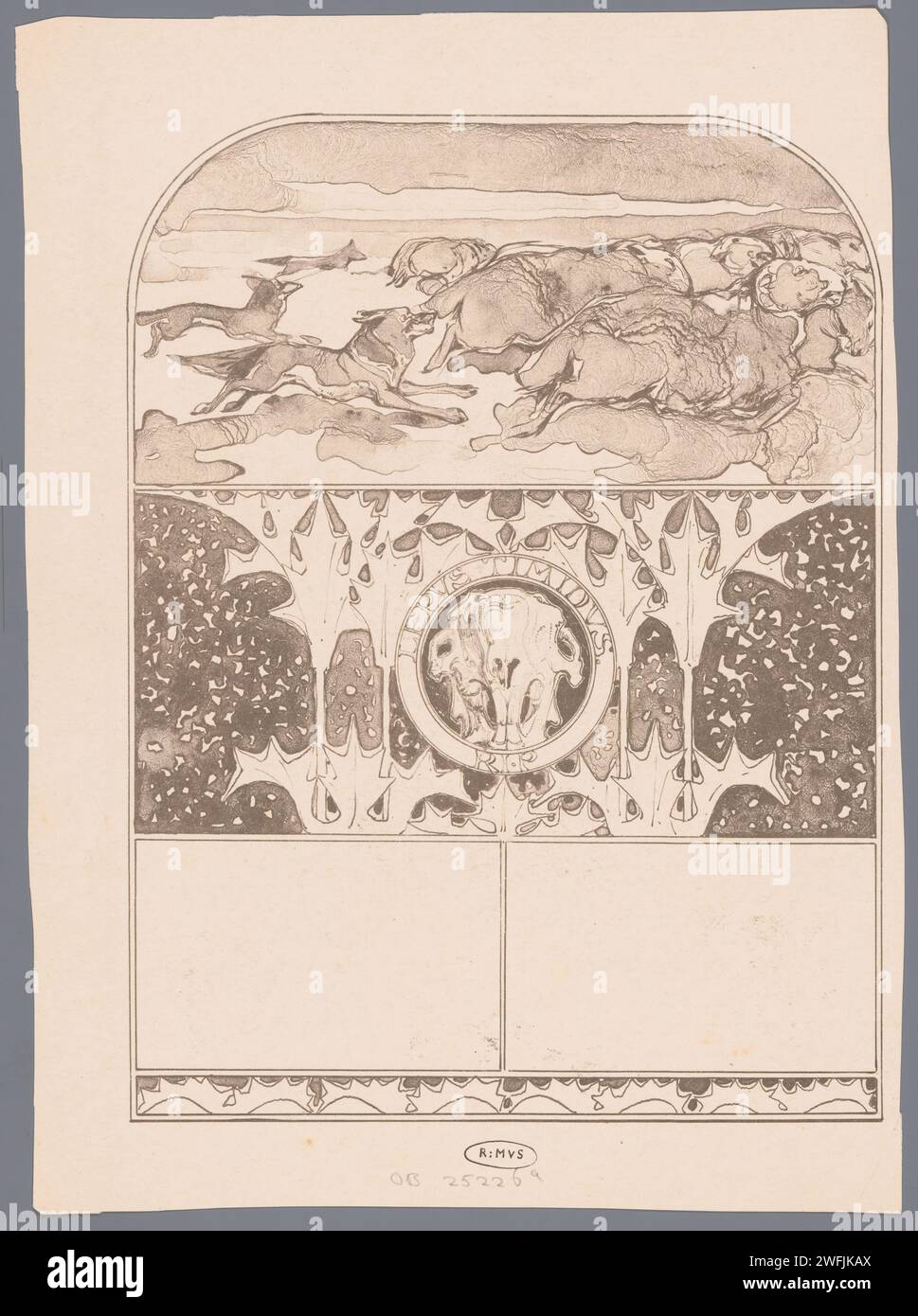 Roedel wolves hunting on sheep, Bernard Willem Wierink, c. 1910 print ...