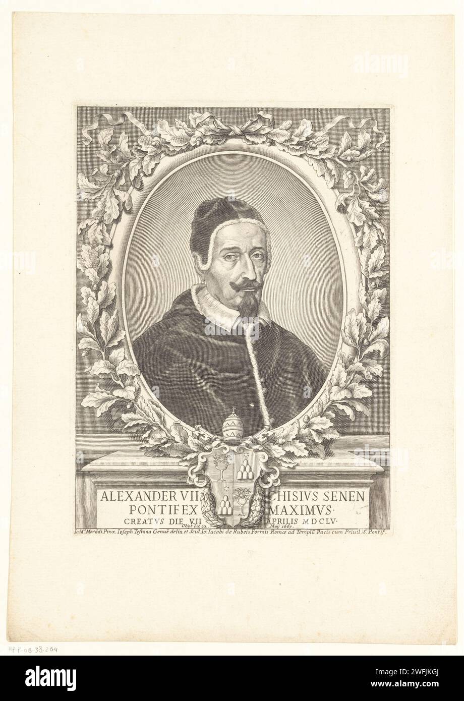 Portret Van Paus Alexander VII, Giuseppe Maria Tesana, After Giovanni ...
