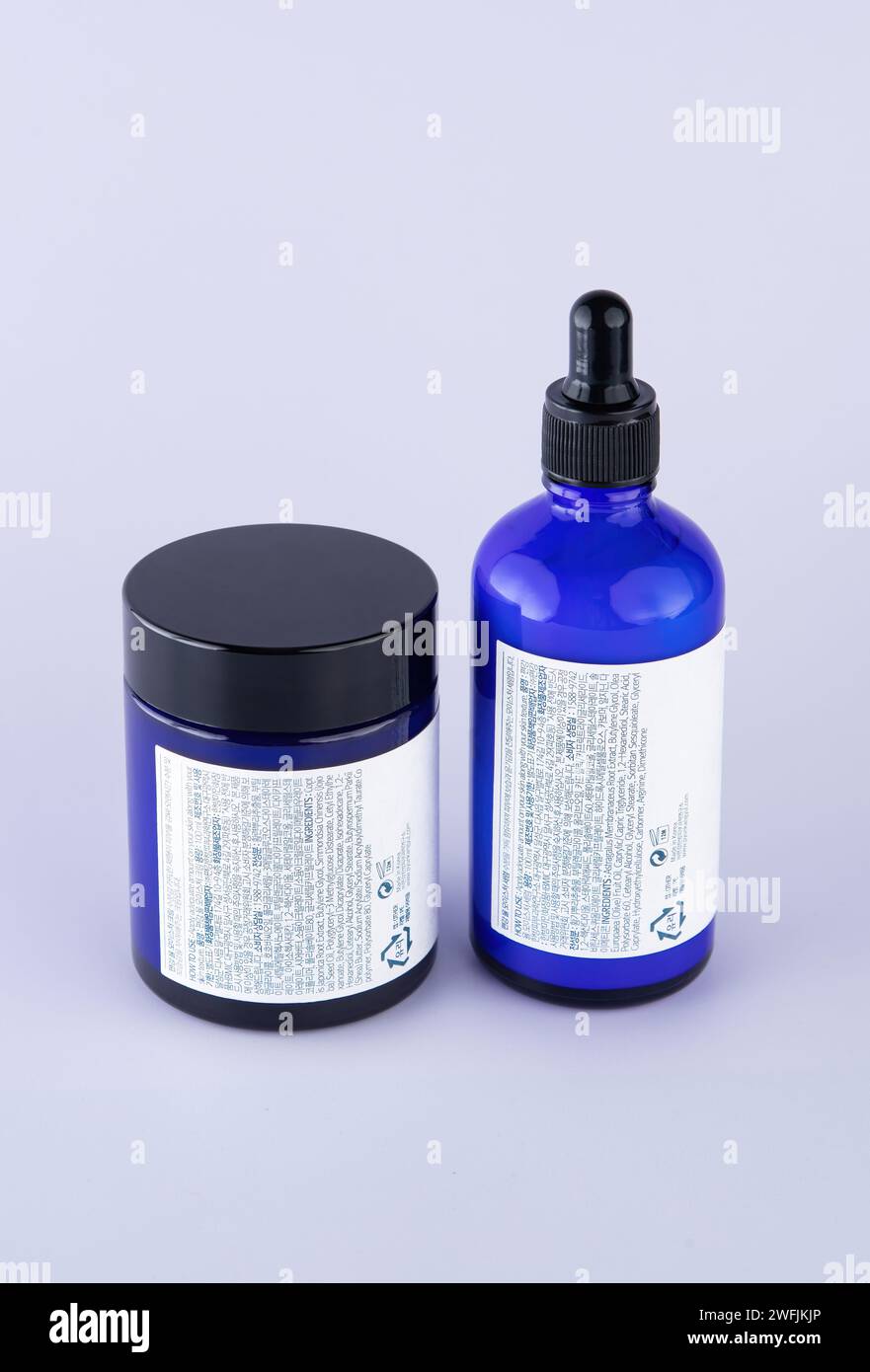 Back labels with ingredients of Pyunkang Yul brand cream and serums ...