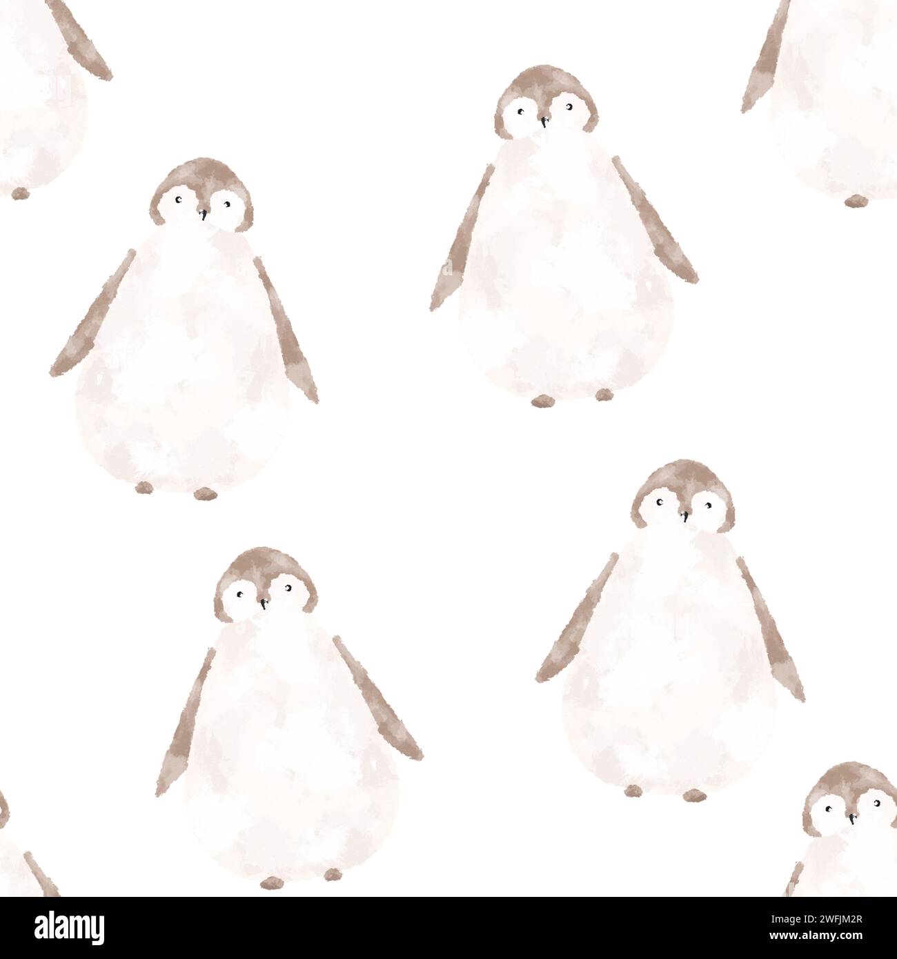 Cute Penguins Seamless Pattern. Watercolor baby penguins pattern Stock ...