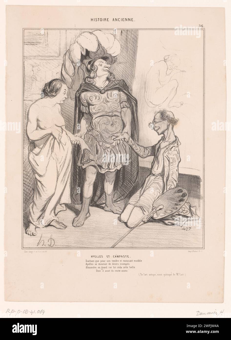 Caricature of Apelles and Campaspe, Honoré Daumier, 1842 Alexander the ...