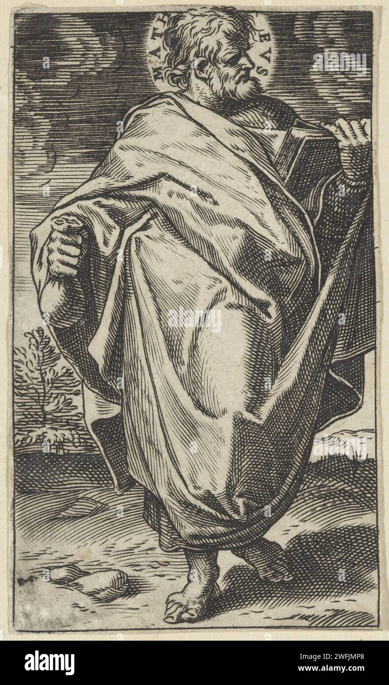 Apostle Matthew with a book, Agostino Carracci, 1583 print print maker ...