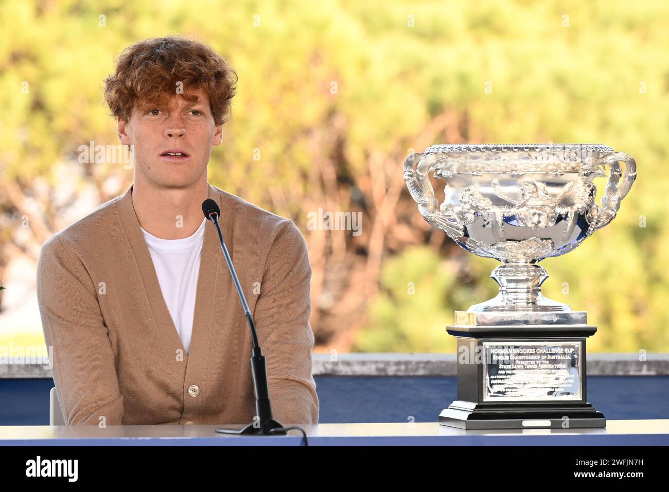 Jannik Sinner during the press conference after the victory of ...