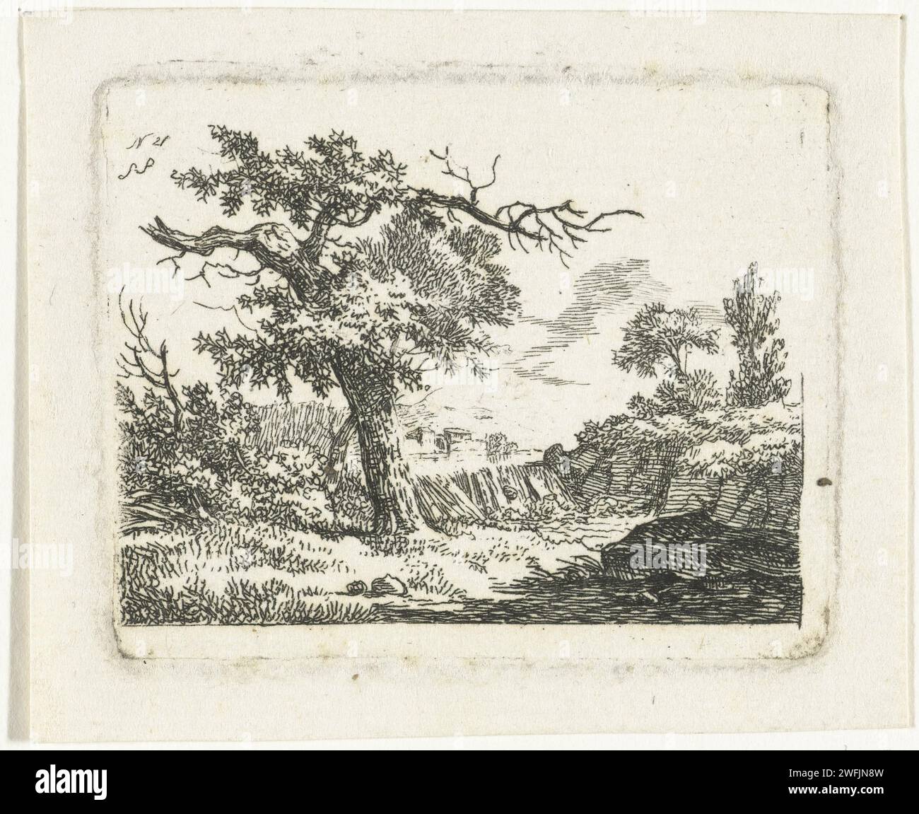 Landscape with tree with two dead branches, Frédéric Théodore Faber ...