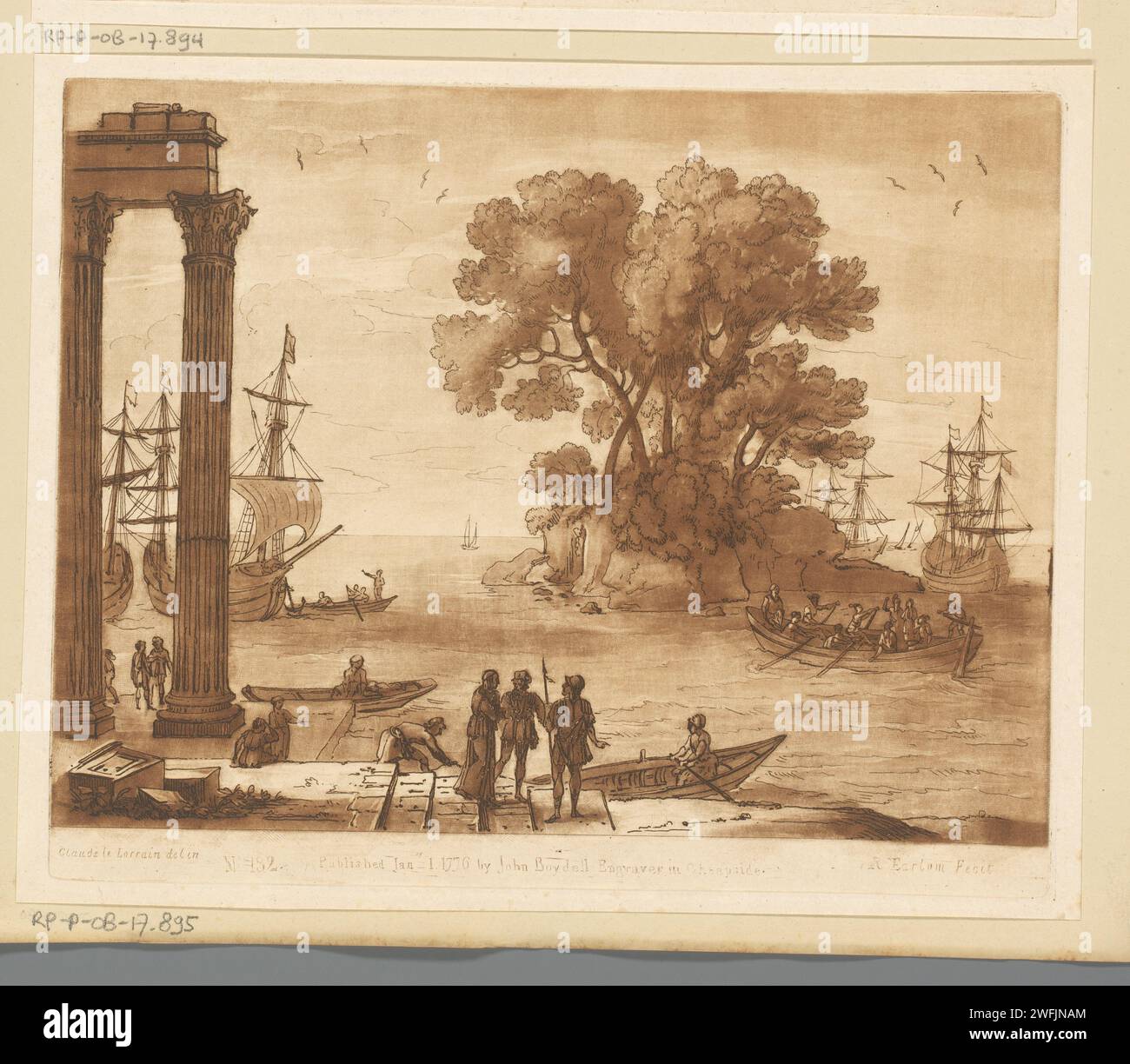 Seaport with embarkation by H. Paulus, Richard Earlom, After Claude ...
