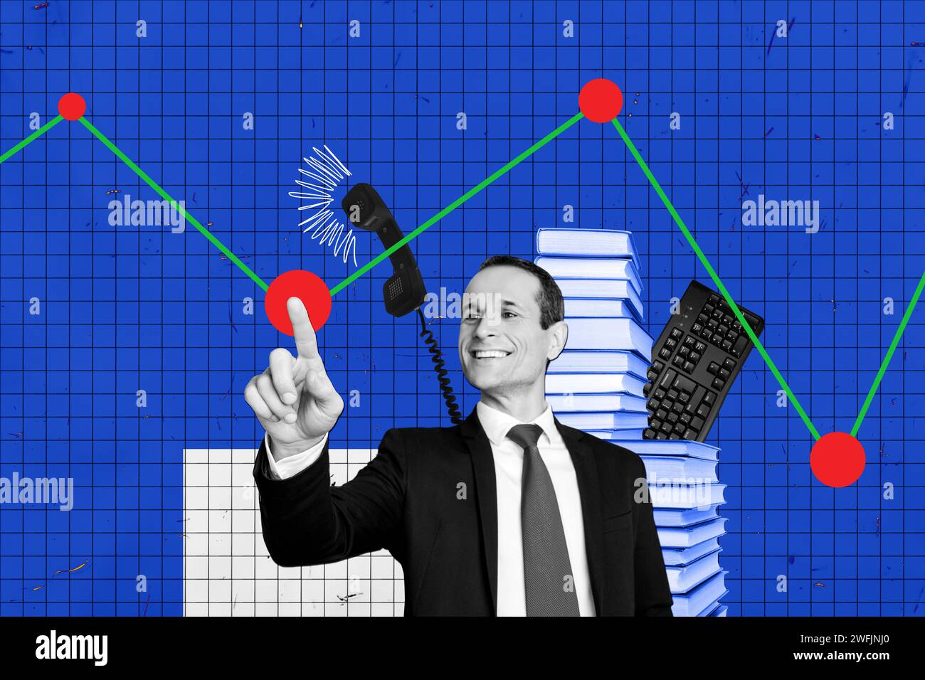 Photo picture illustration collage successful businessman showing ...