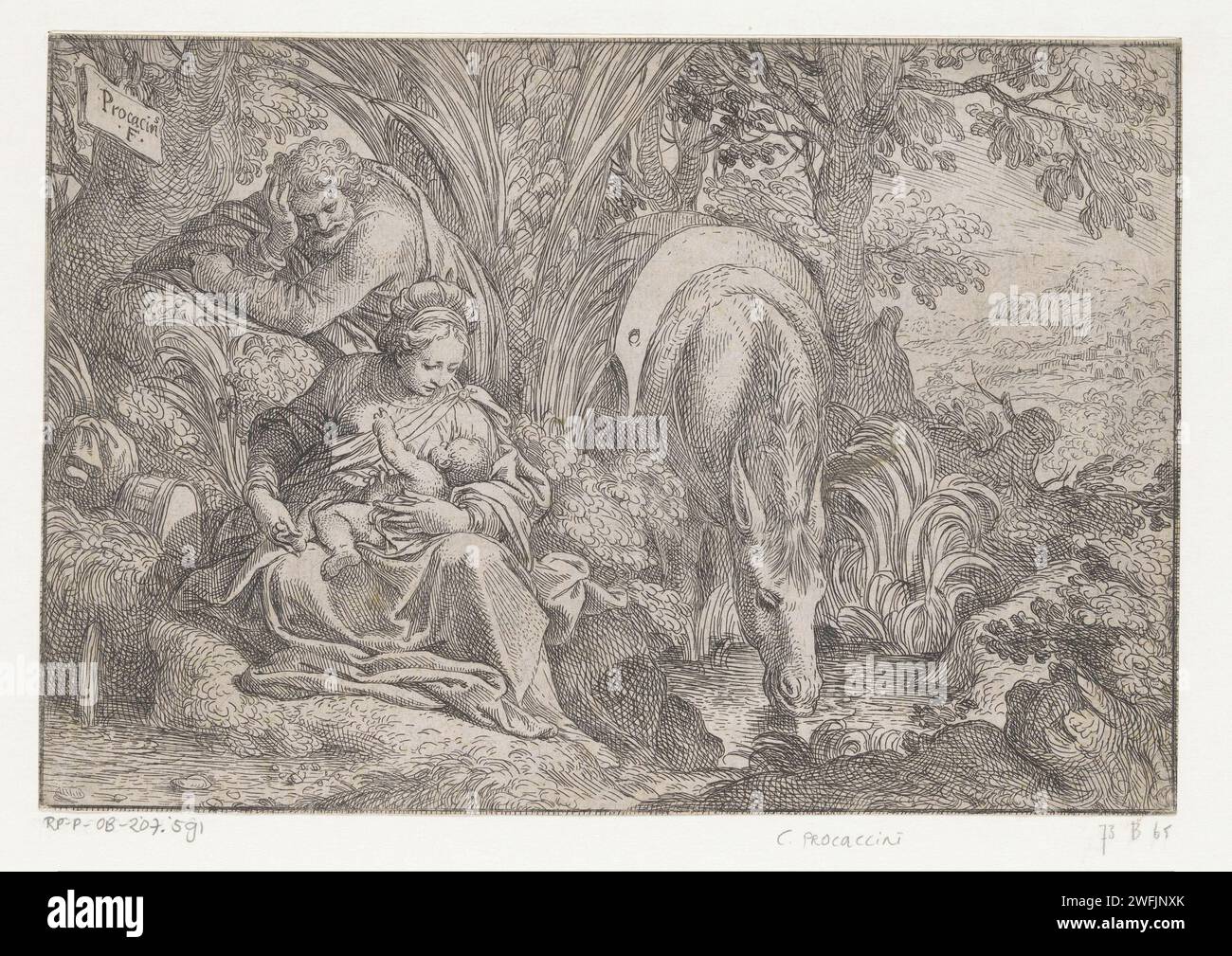 Rest on the flight to Egypt, 1556 - 1629 print The Holy Family rests in a landscape during the ...