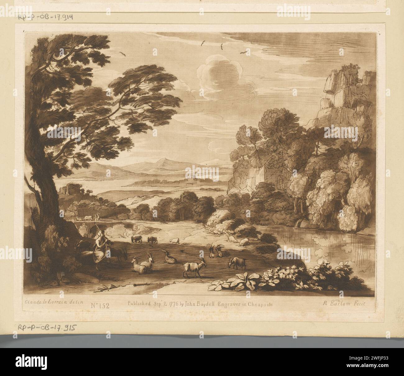 Landscape with Apollo that guarded the cattle, Richard Earlom, After ...