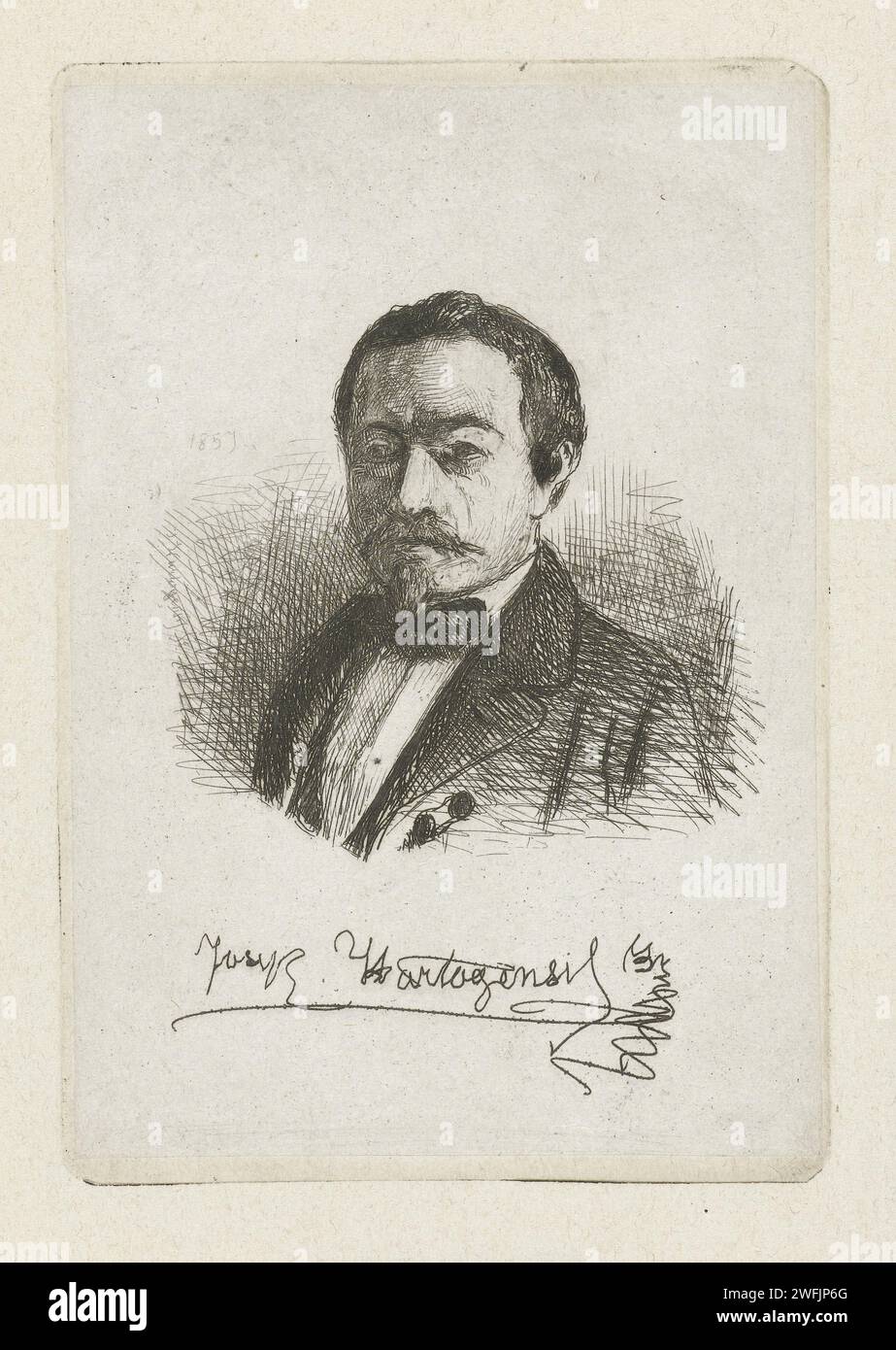 Self -portrait of Joseph Hartogensis, Joseph Hartogensis, 1857 print ...