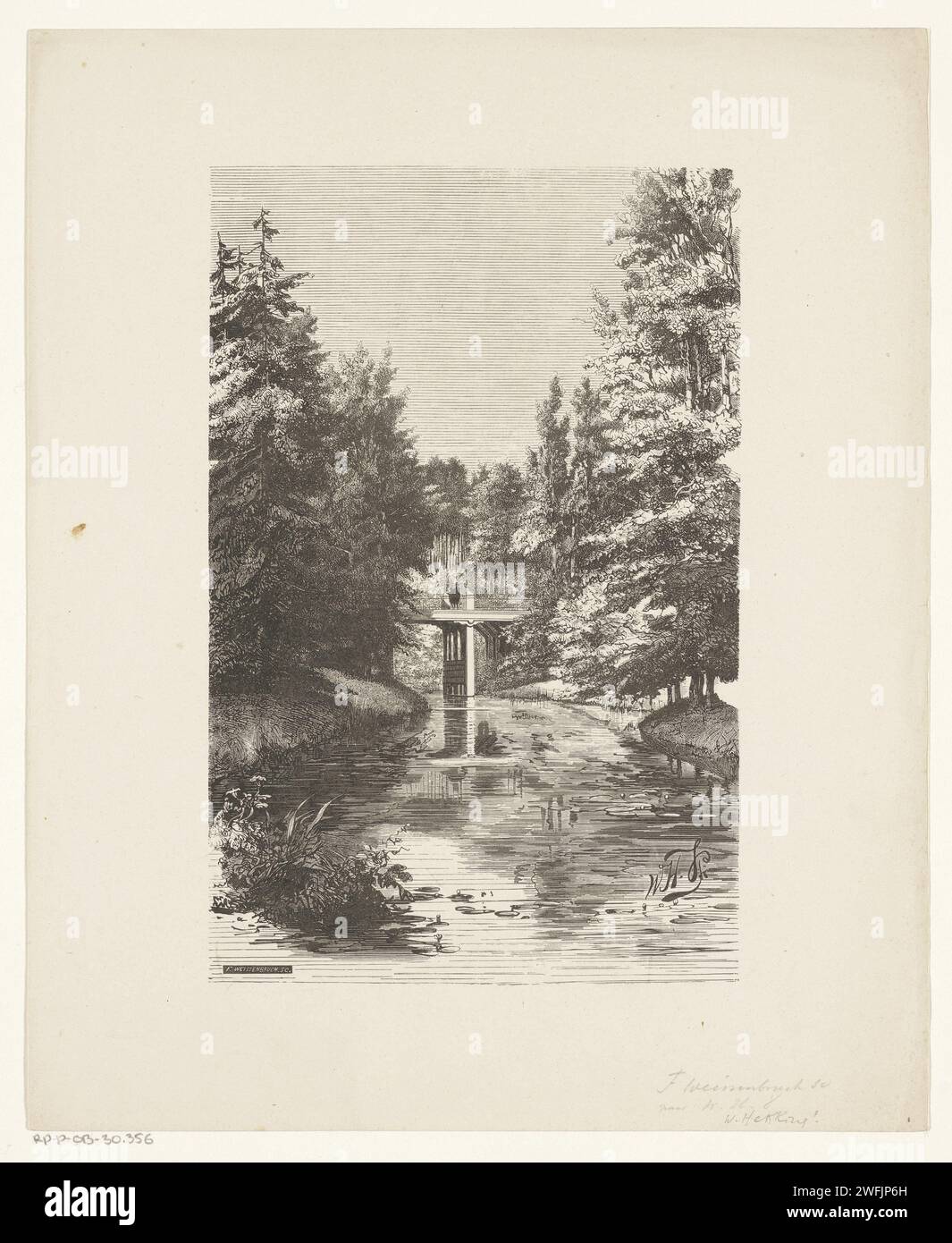 River landscape with a bridge, Frederik Hendrik Weissenbruch, after ...