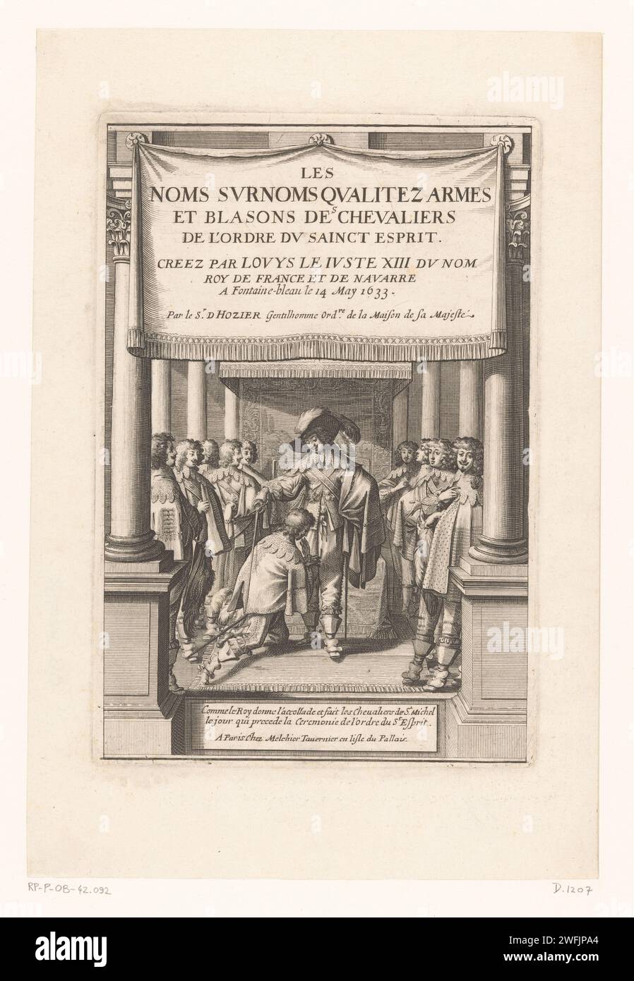 Louis XIII hits a kneeling man to knight, Abraham Bosse, 1634 print ...