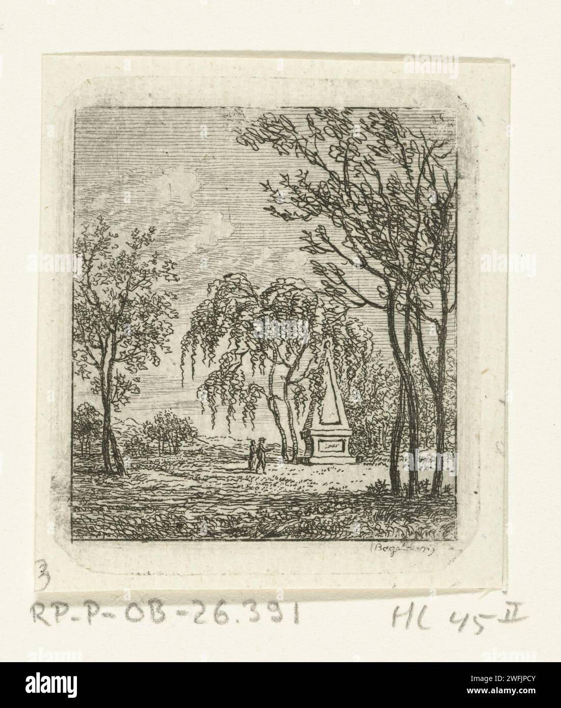 Park landscape with grave monument, Ernst Willem Jan Bagelaar, 1798 - 1837 print Netherlands ...
