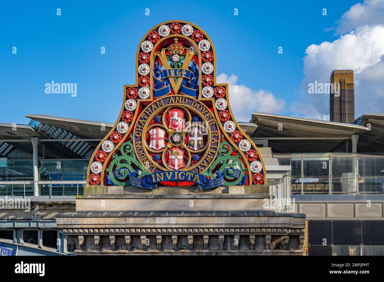 London, Chatham and Dover Railway Sign on the old support for ...
