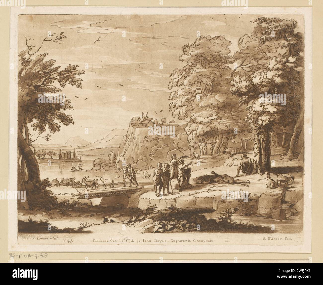 Landscape with Marsyas tied to a tree, Richard Earlom, After Claude ...