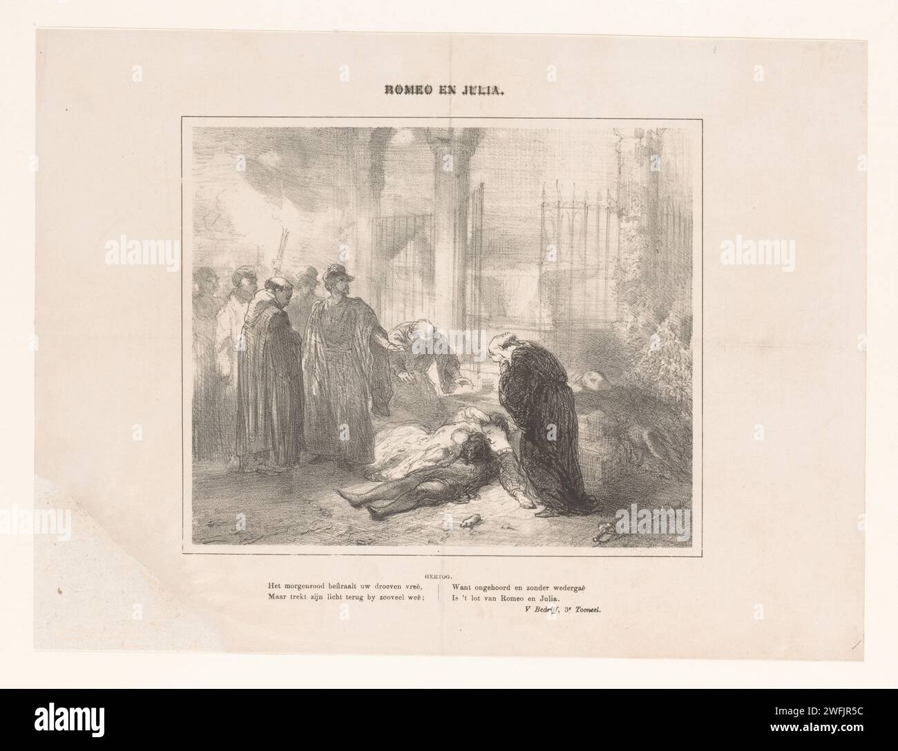 Bodies of Romeo and Julia in the midst of grieving figures, Charles ...