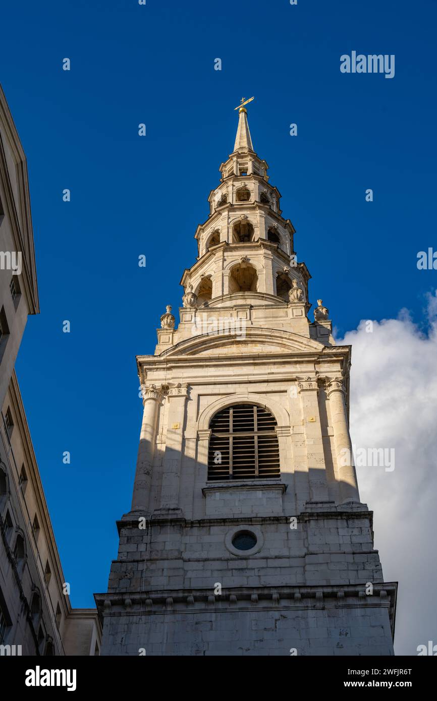 The spire of St Bride's Church, Fleet Street, known as the printers ...