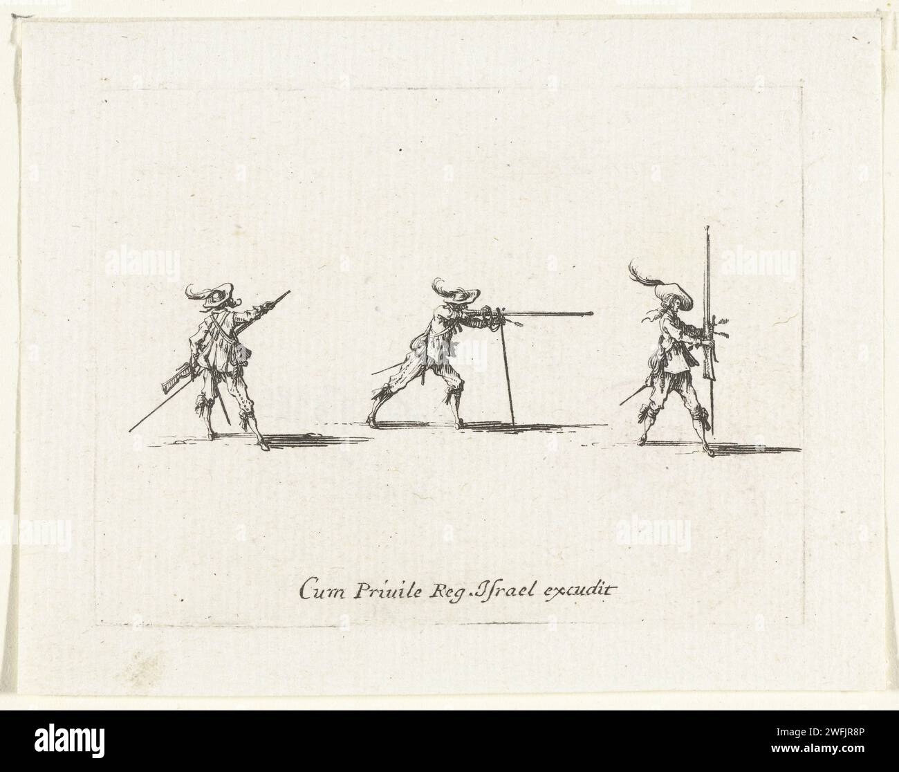 Exercities with a musket: preparations for firing a musket, Jacques ...
