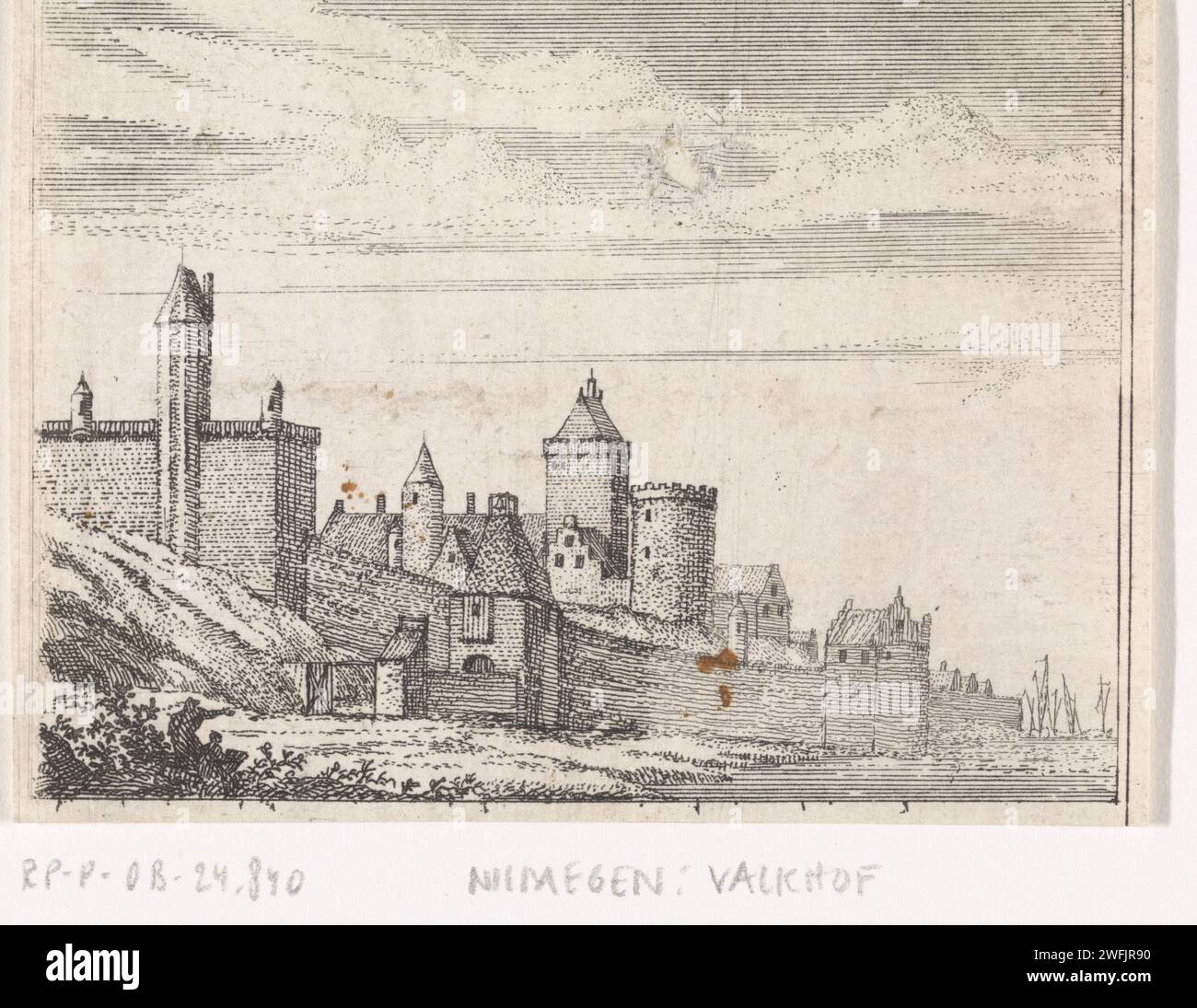 View of the Valkhof in Nijmegen, Abraham Zeeman, 1730 print Middelburg ...