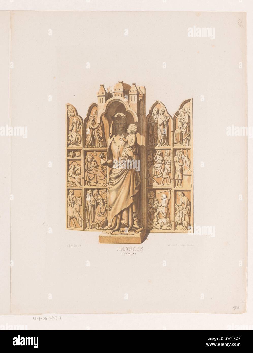 Triptych with cutting, 14th century, David van der Kellen (1827-1895), 1857 - 1864 print ...