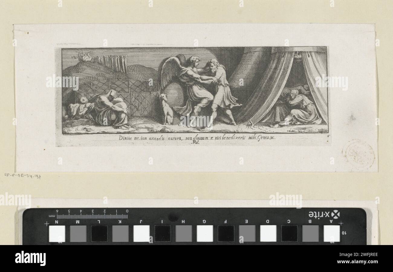 Jakob fights with the angel, Pietro Sante Bartoli, After Perino del ...