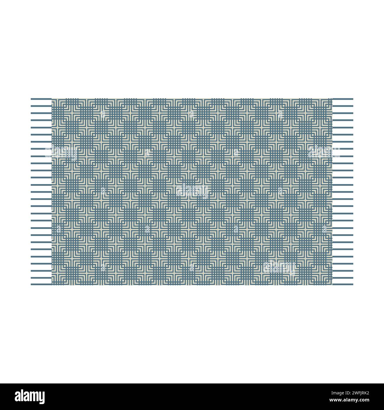 Blue Geometric Square Carpet Pattern Vector Illustration Stock Vector ...