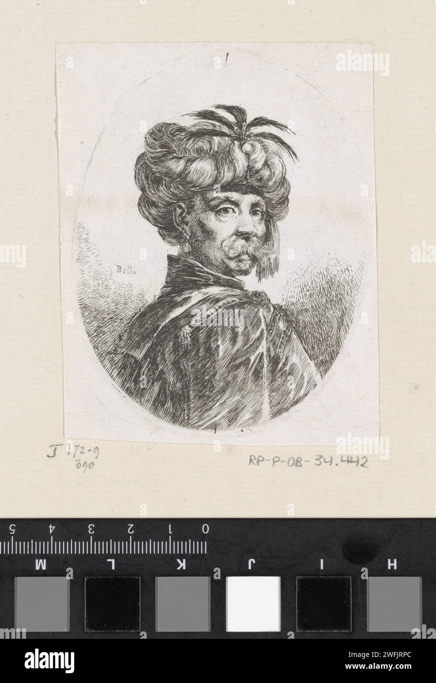 Turkish man with large mustache and turban, Stefano della Bella, 1649 ...
