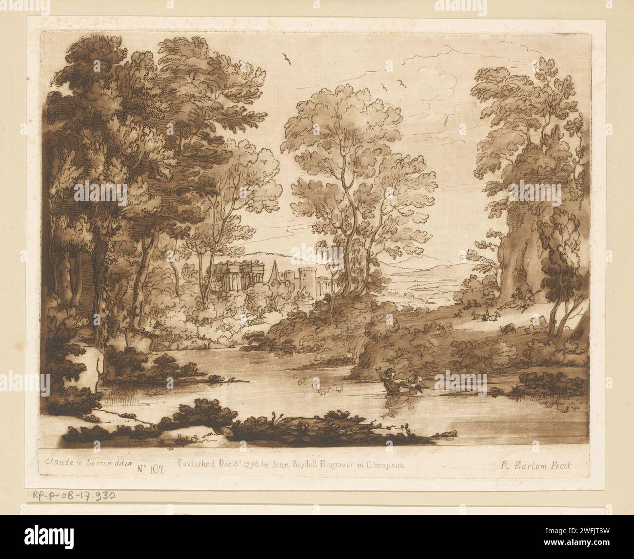 Landscape with psyche saved from drowning, Richard Earlom, After Claude ...