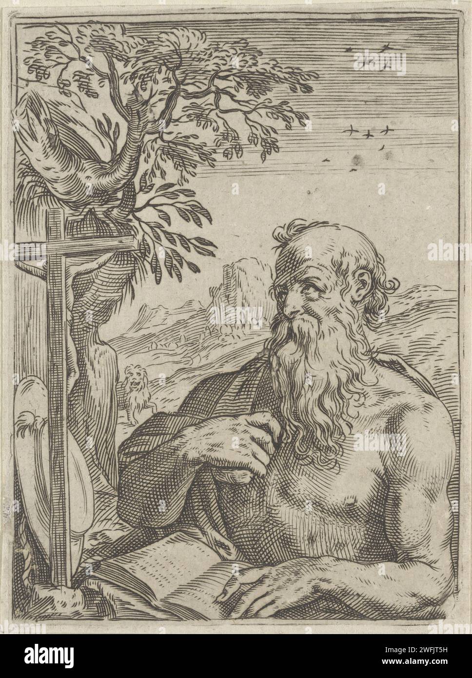 Heilige Hieronymus, Agostino Carracci, 1567 - 1602 print The saint ...