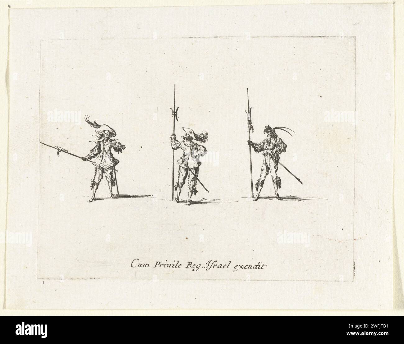 Exercities with a Hellebaard, Jacques Callot, 1635 print On the left a ...