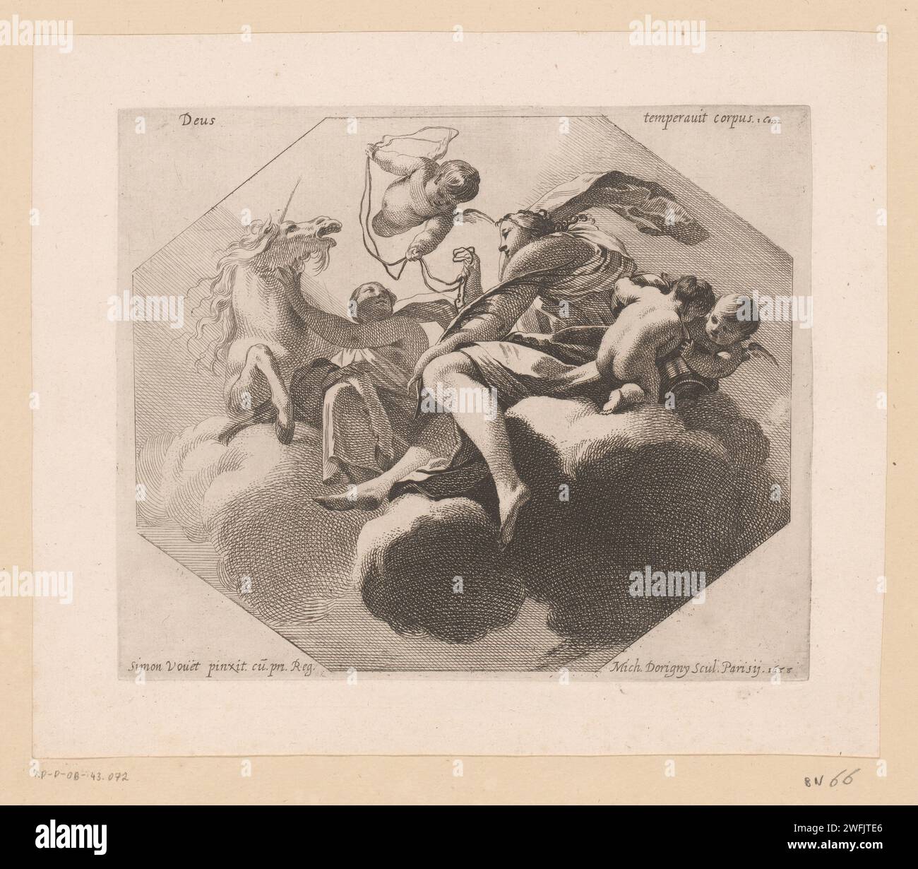 Moderation with unicorn on a cloud, Michel Dorigny, after Simon Vouet ...