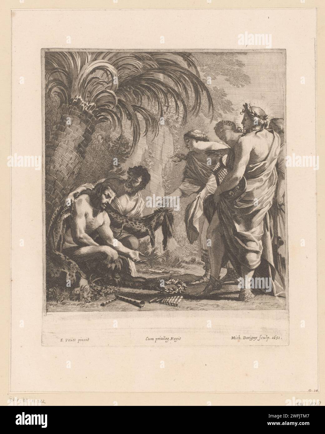 Marsyas en Apollo, Michel Dorigny, after Simon vouve, 1651 print France ...