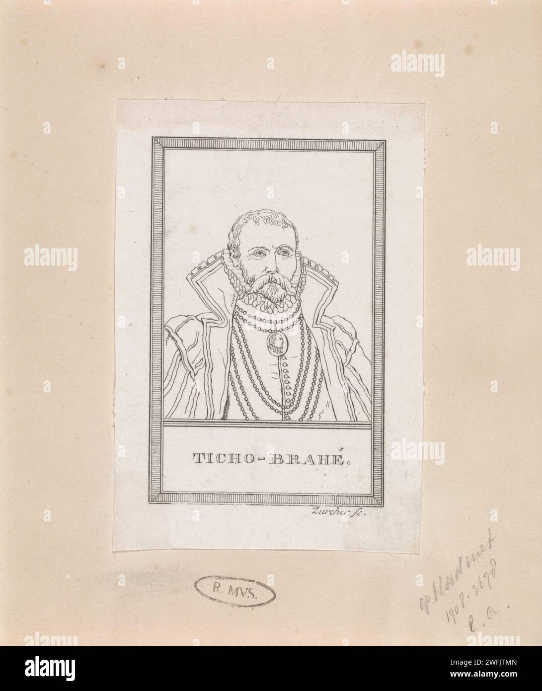 PortraT van Tycho Brahe, Antoni Zürcher, 1765 - 1837 print Portrait of ...