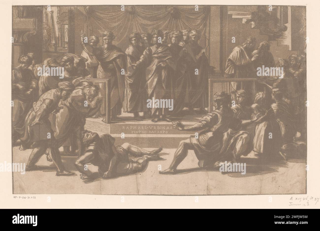 Death of Ananias, Ugo da Carpi, After Rafaël, 1518 - 1532 print Ananias ...
