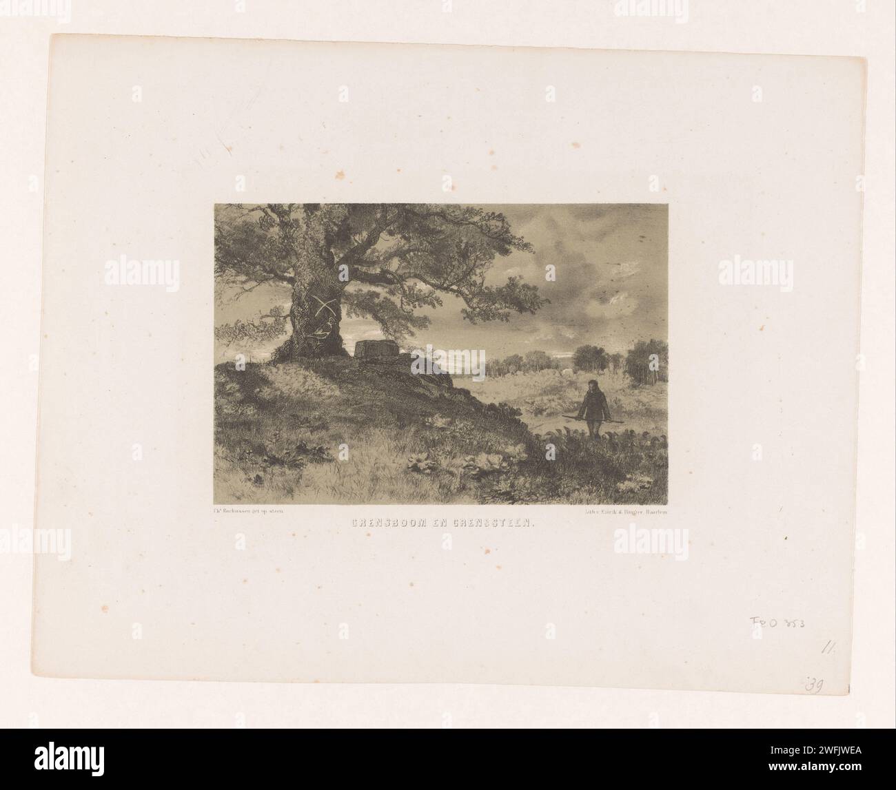 Landscape with border tree and border stone, Charles Rochussen, in or ...