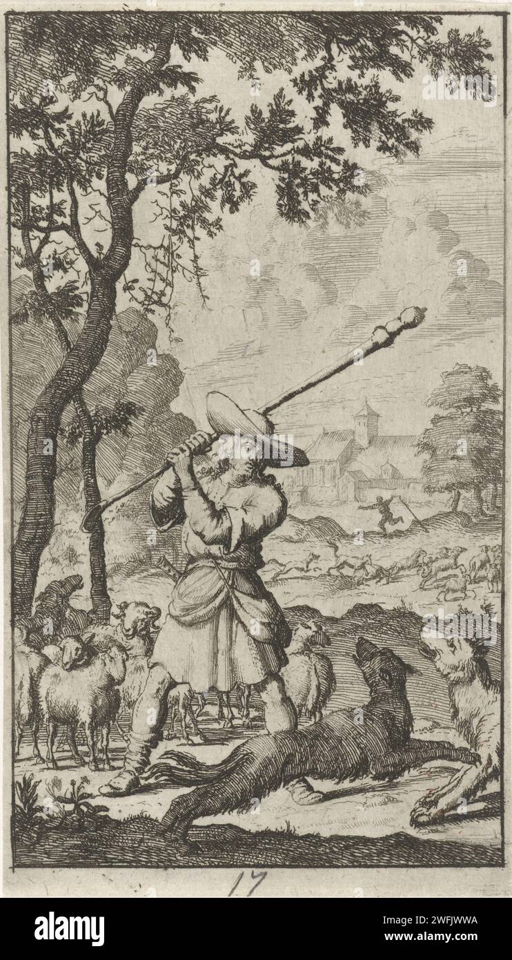 Christ as the Good Shepherd, Anonymous, After Jan Luyken, 1681 - 1762 print paper etching the ...