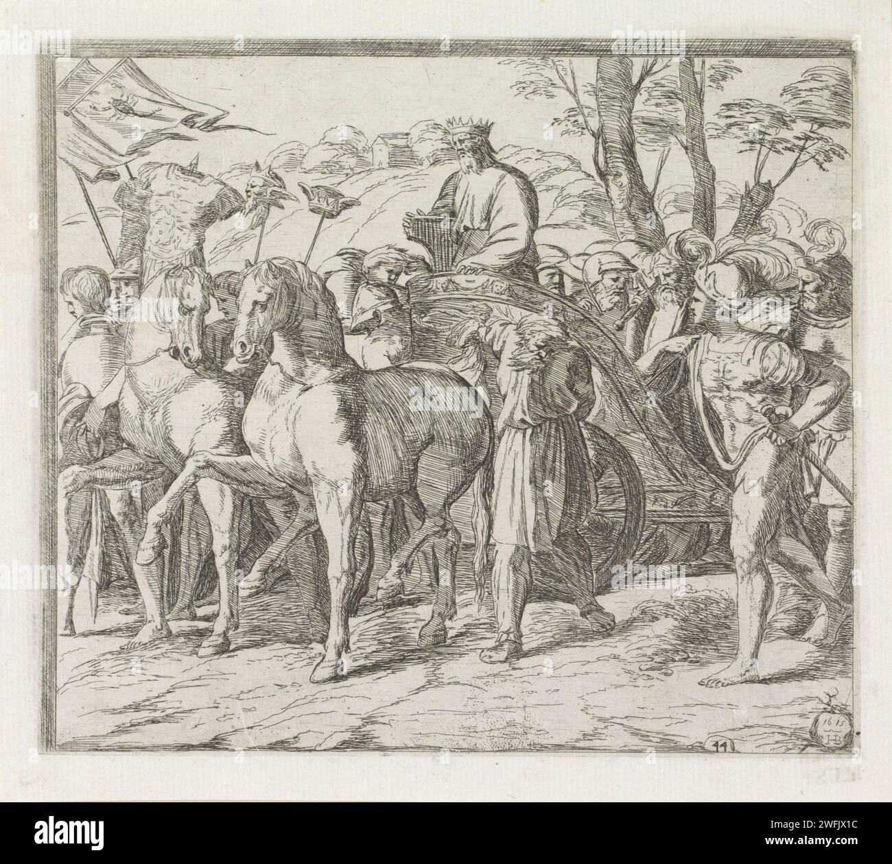 David returns in Triumph to Jerusalem, Orazio Borianni, After Rafaël ...