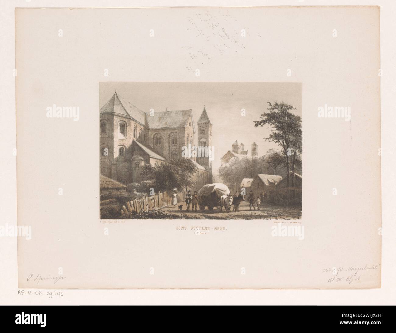 Cattle with car for eleventh-century church, Cornelis Springer, 1861 ...