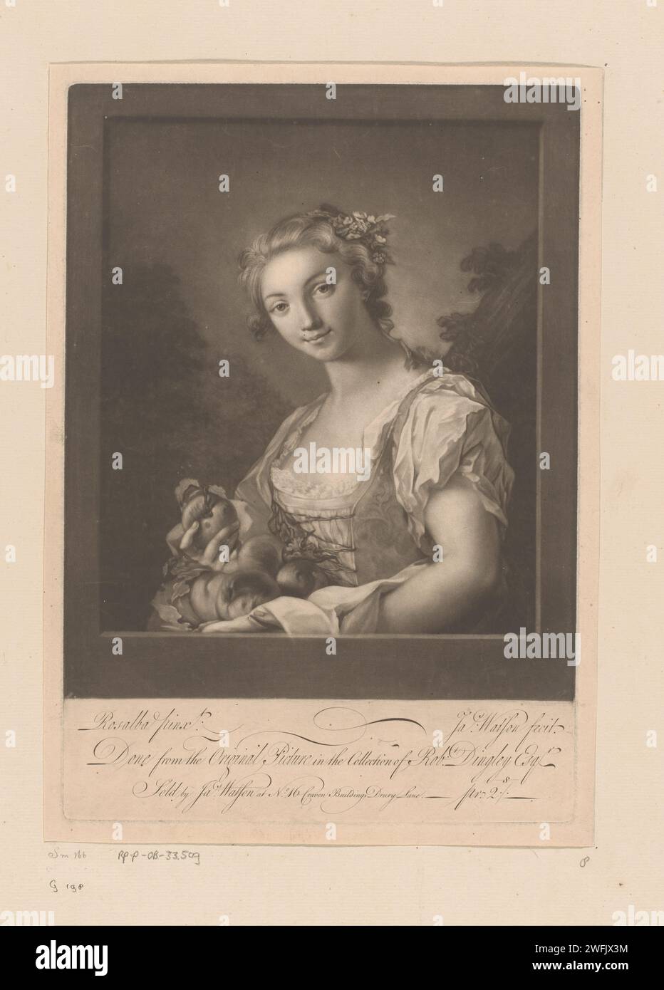 Young smiling woman with peaches, James Watson (print maker), after ...