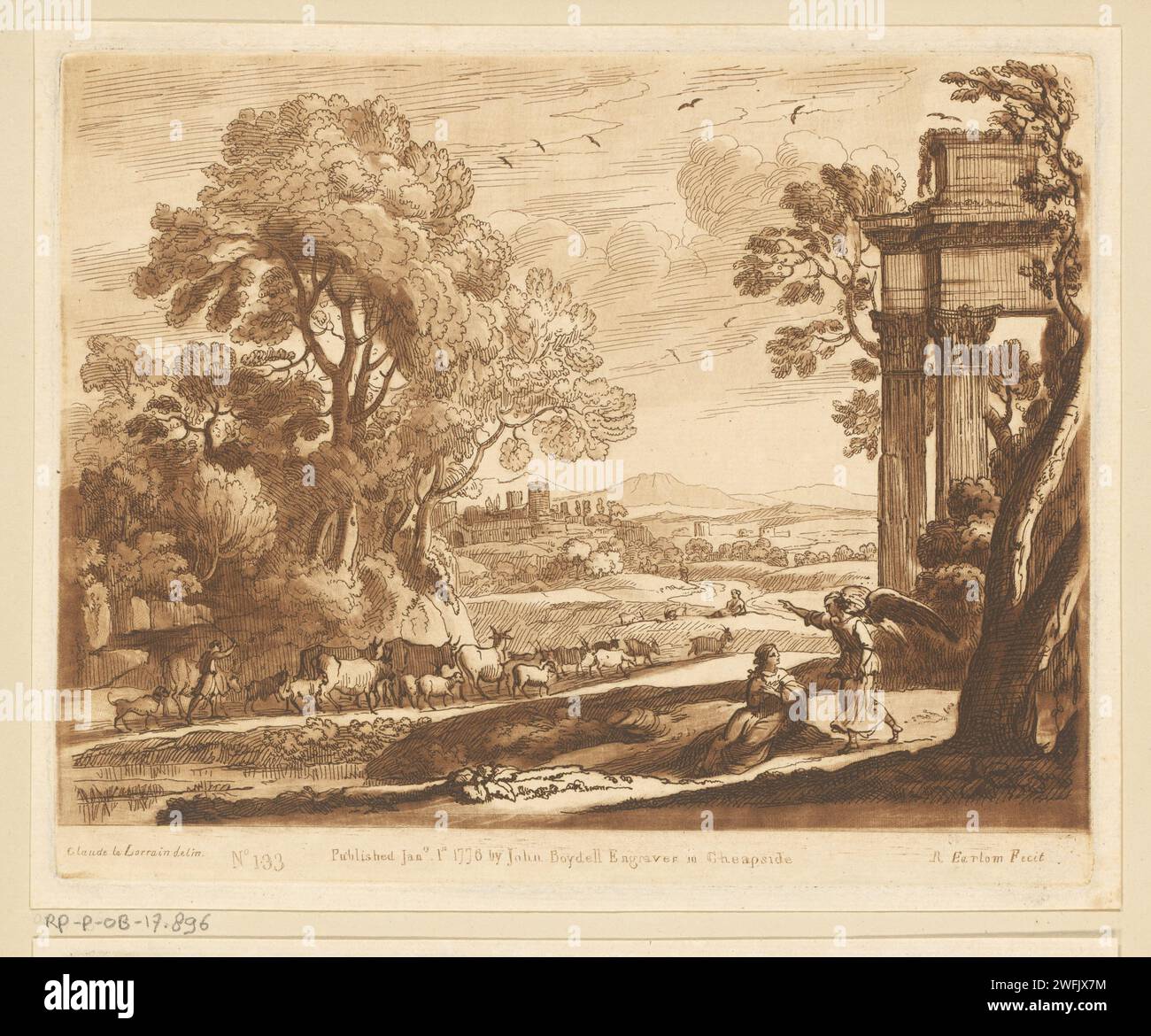 Landscape with Hagar and the angel at a ruin, Richard Earlom, After ...