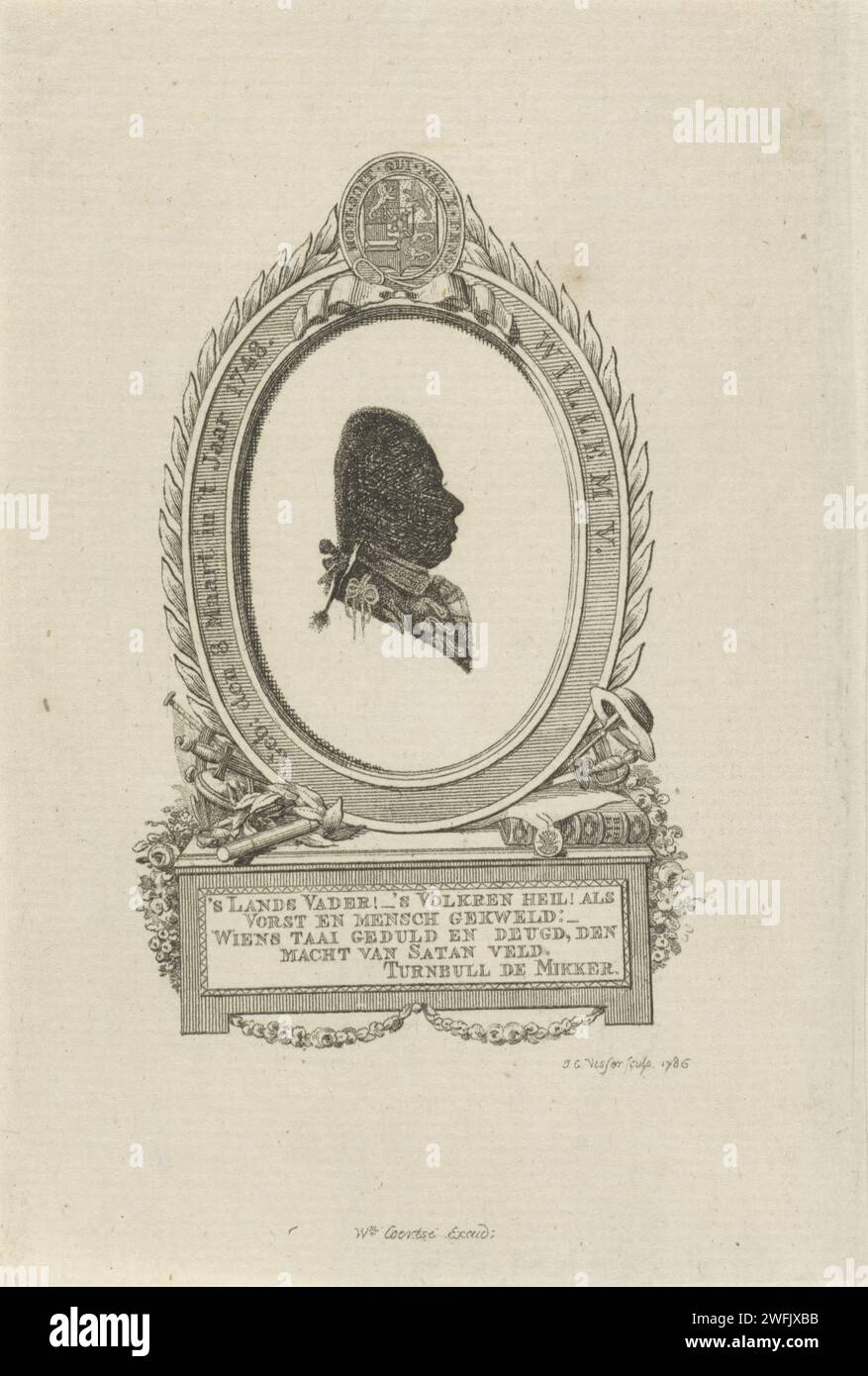 Silhouette portrait of Willem V, Prince of Oranje-Nassau, Jan Gerritsz ...