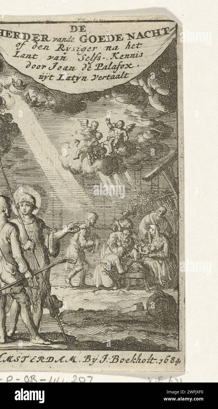 Adoration by De Herders, Jan Luyken, 1684 print Amsterdam paper etching ...