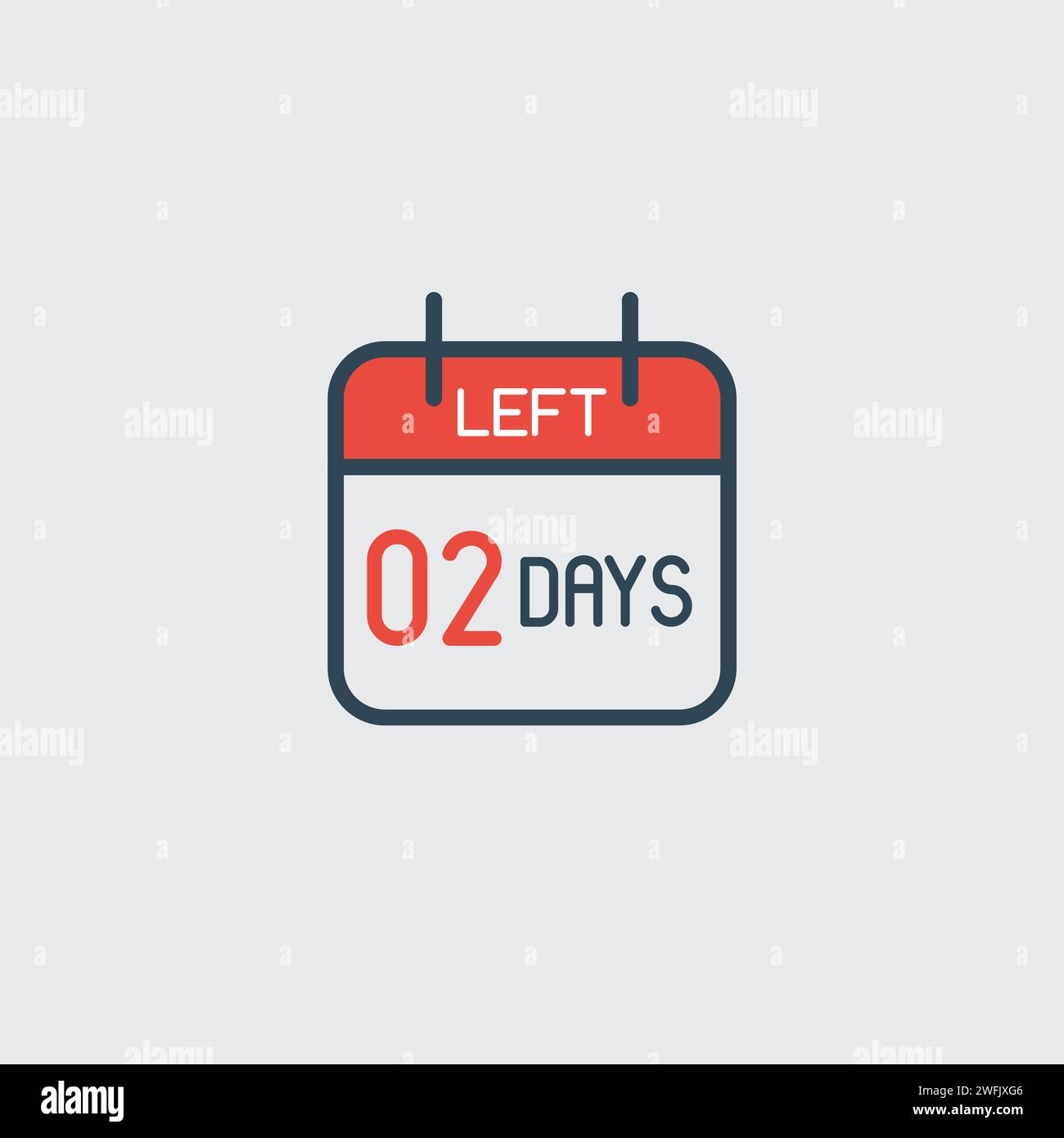 Countdown daily page calendar icon 02 days left. Number day to go ...