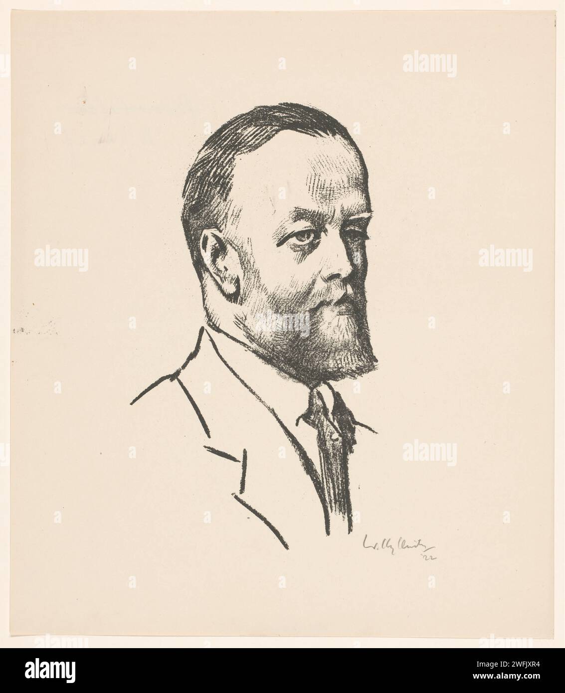 Portrait of Jan Kalf, Willy Sluiter, 1922 print paper historical ...