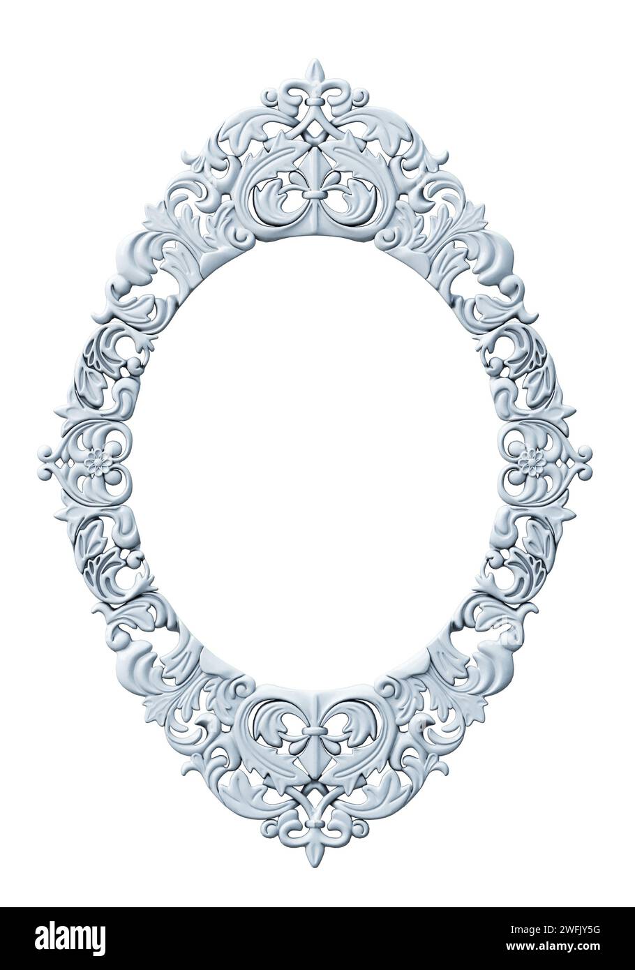 3d illustration. Classic old frame set in the Baroque style. Round ...