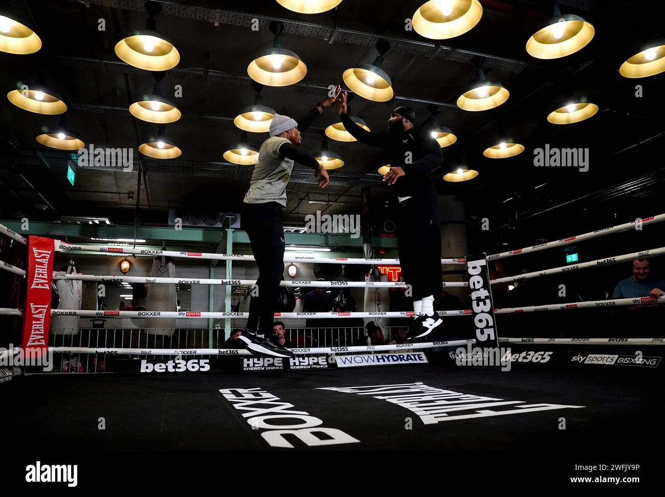 Dan Azeez (left) during the media work-out at Camden Boxing Club ...