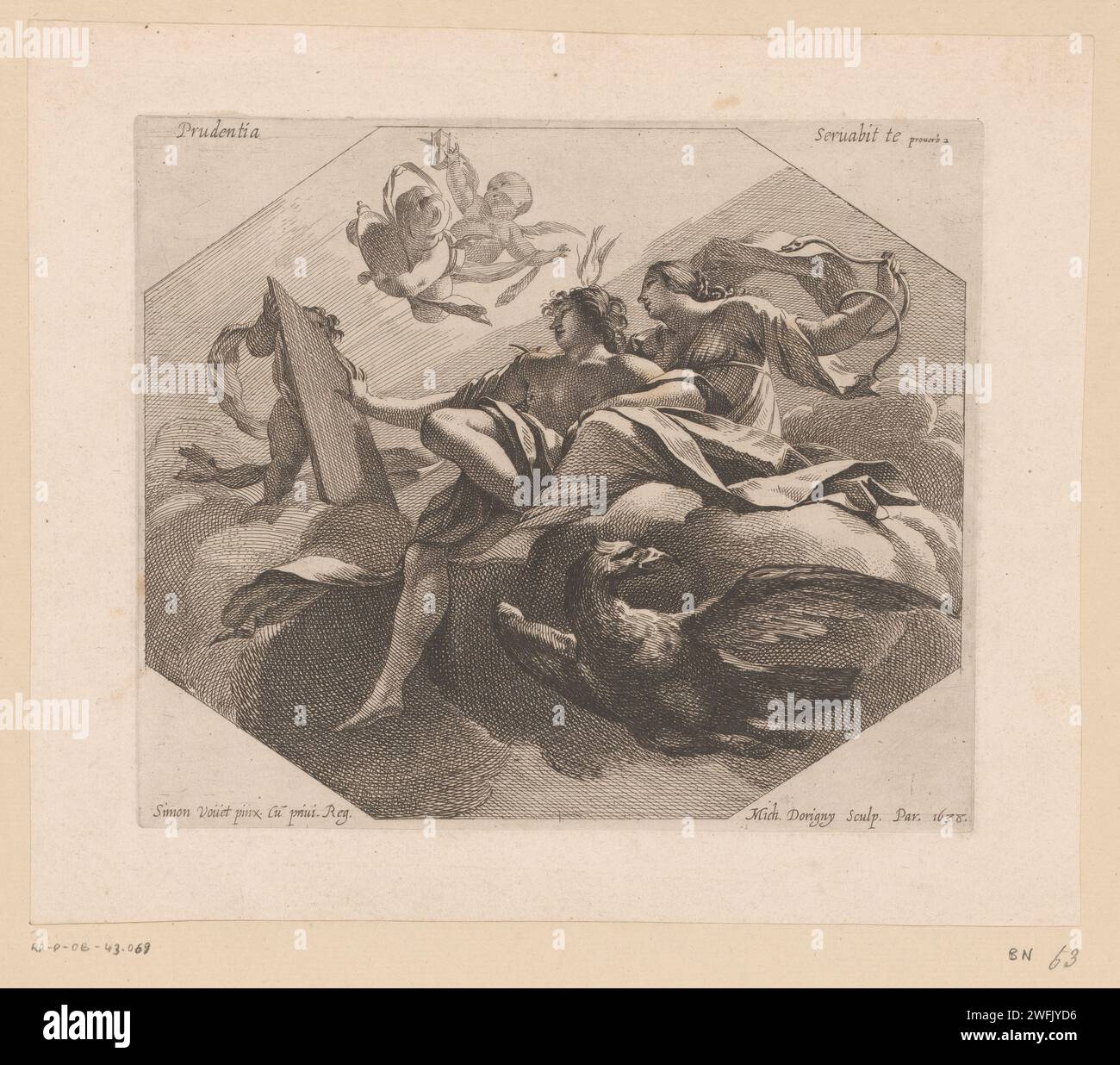 Prudentia met jupiter on one Wolk, Michel DiGInny, After Simon Vouet ...