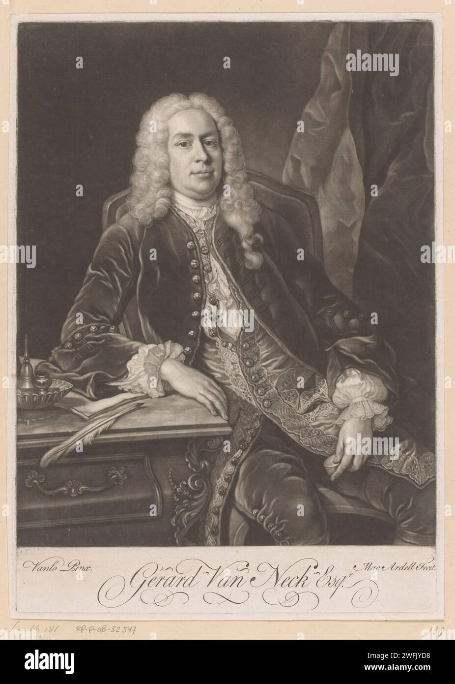 Portrait of Gerard van Neck, James Mcardell, After Jean Baptiste van ...