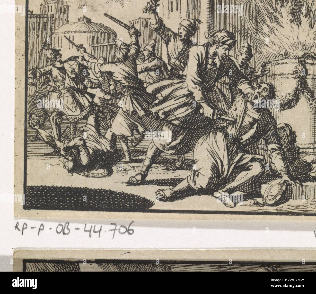 Mattathias pierces a Jew, Jan Luyken, 1698 print Amsterdam paper ...